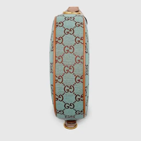 Gucci Ophidia Super Mini Shoulder Bag - Pale Blue And Brown Canvas